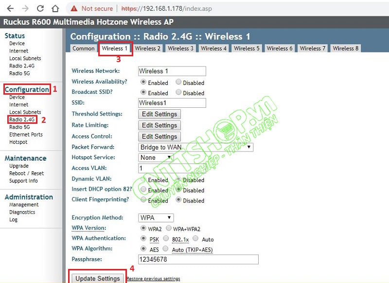 [RUCKUS] Hướng dẫn cấu hình Wifi Ruckus hoạt động ở chế độ Standalone